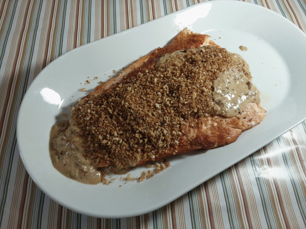 Pan Salmon with Bread Crumbs - Meats-Beets-Bubbles
