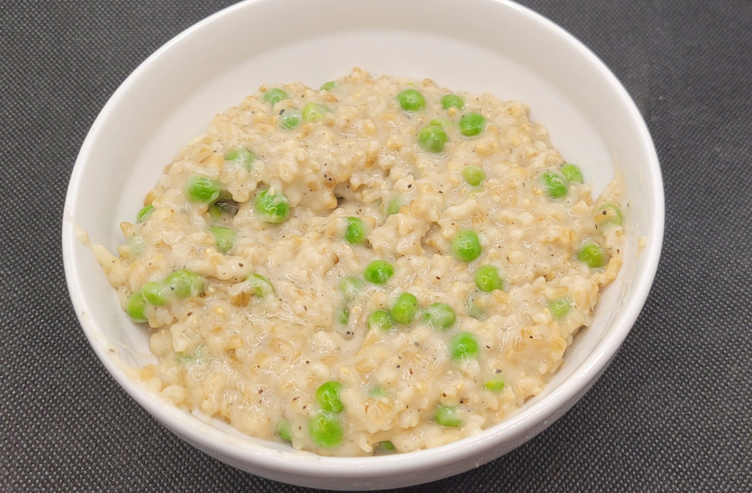 Savory Oatmeal Peas and Parmesan - Meats-Beets-Bubbles